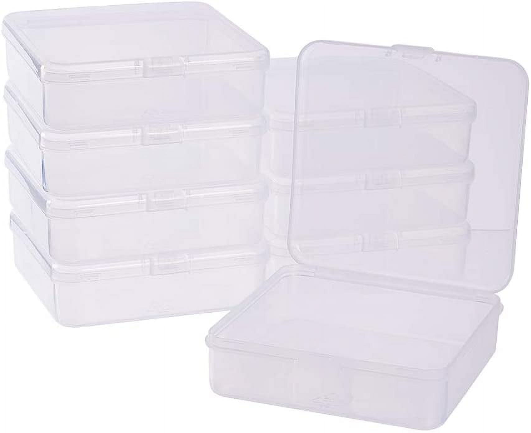 8 Pack 4.13x4.13x1.18" Square Clear Plastic Bead Storage Containers Box ...