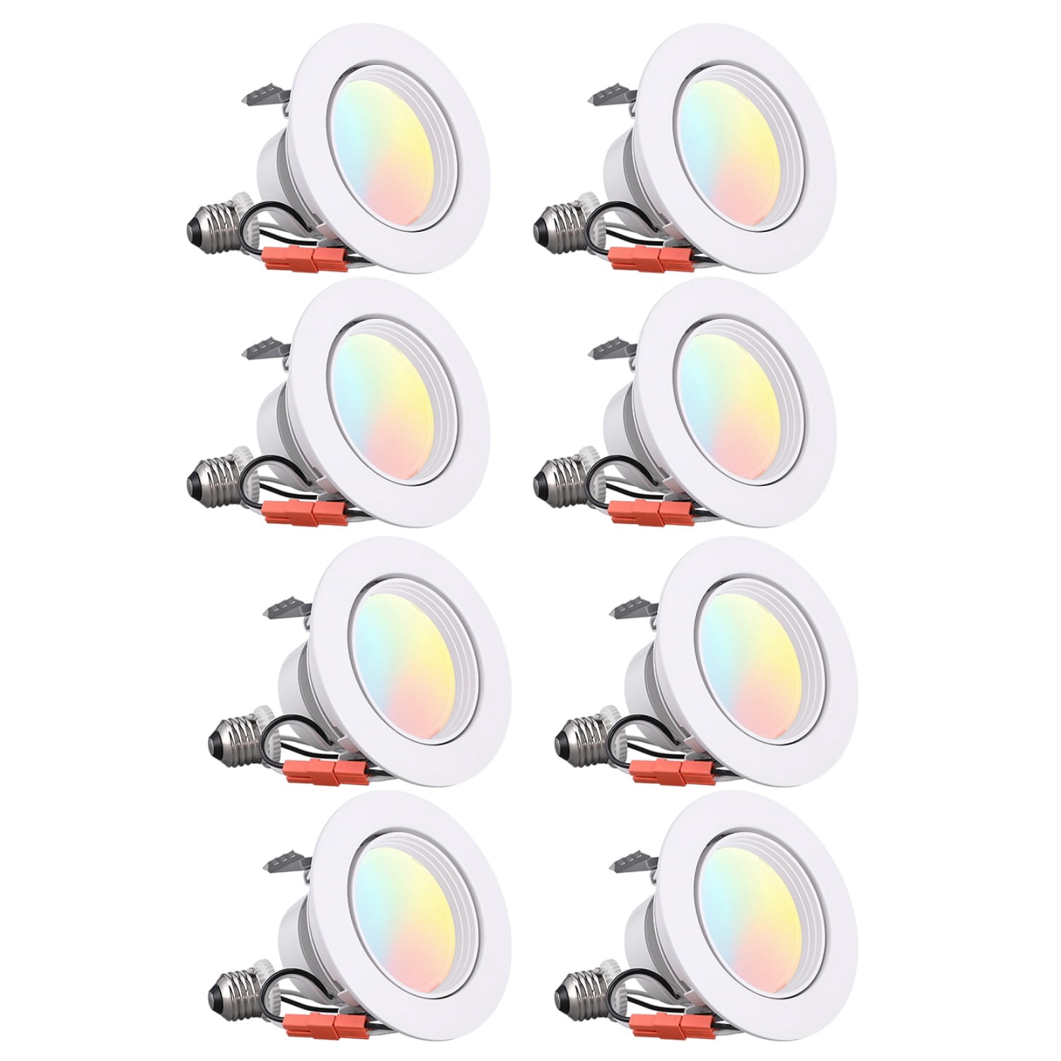 8 Pack 4" 5CCT Gimbal LED Recessed Light Dimmable, 2700K/3000K/3500K ...