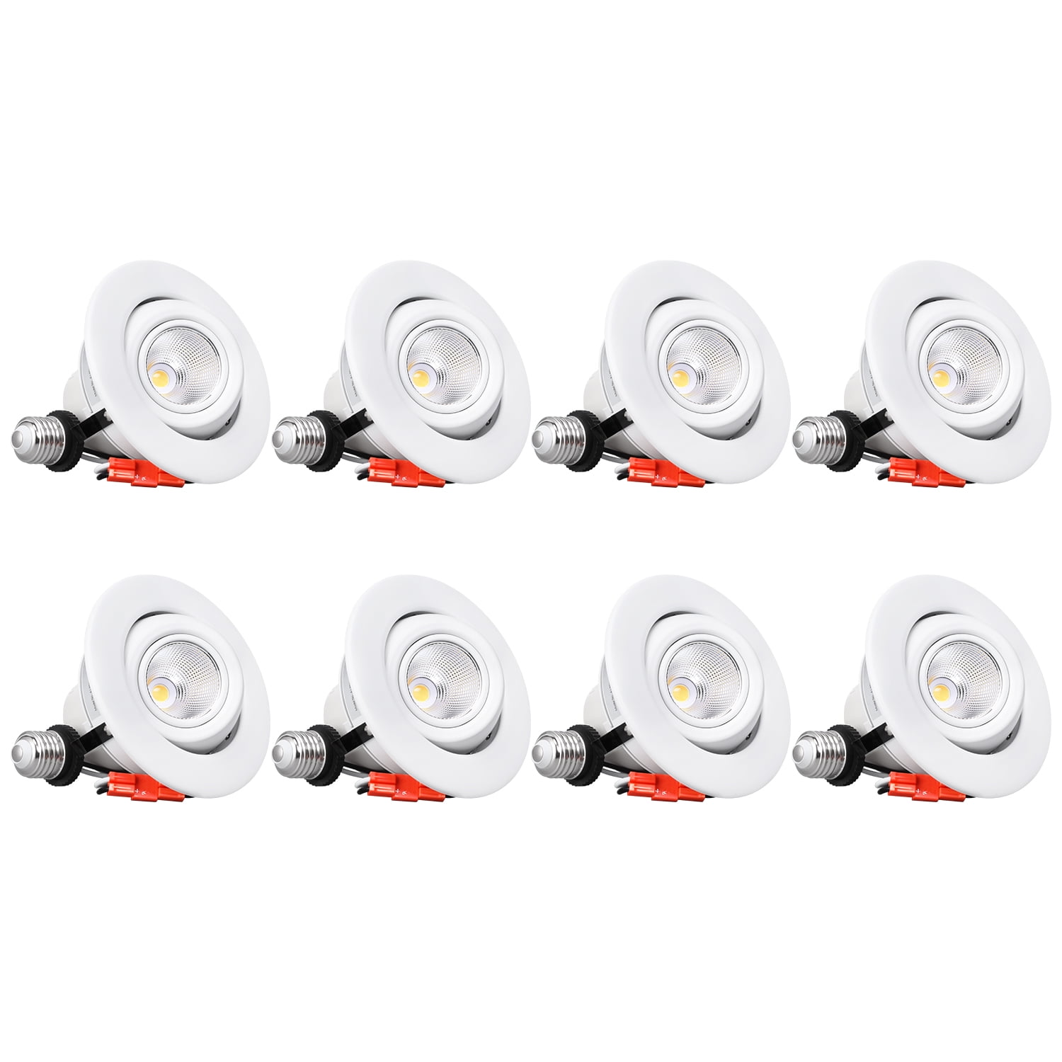 8 Pack 4" LED Gimbal Recessed Light Dimmable, 9W Adjustable Eyeball ...