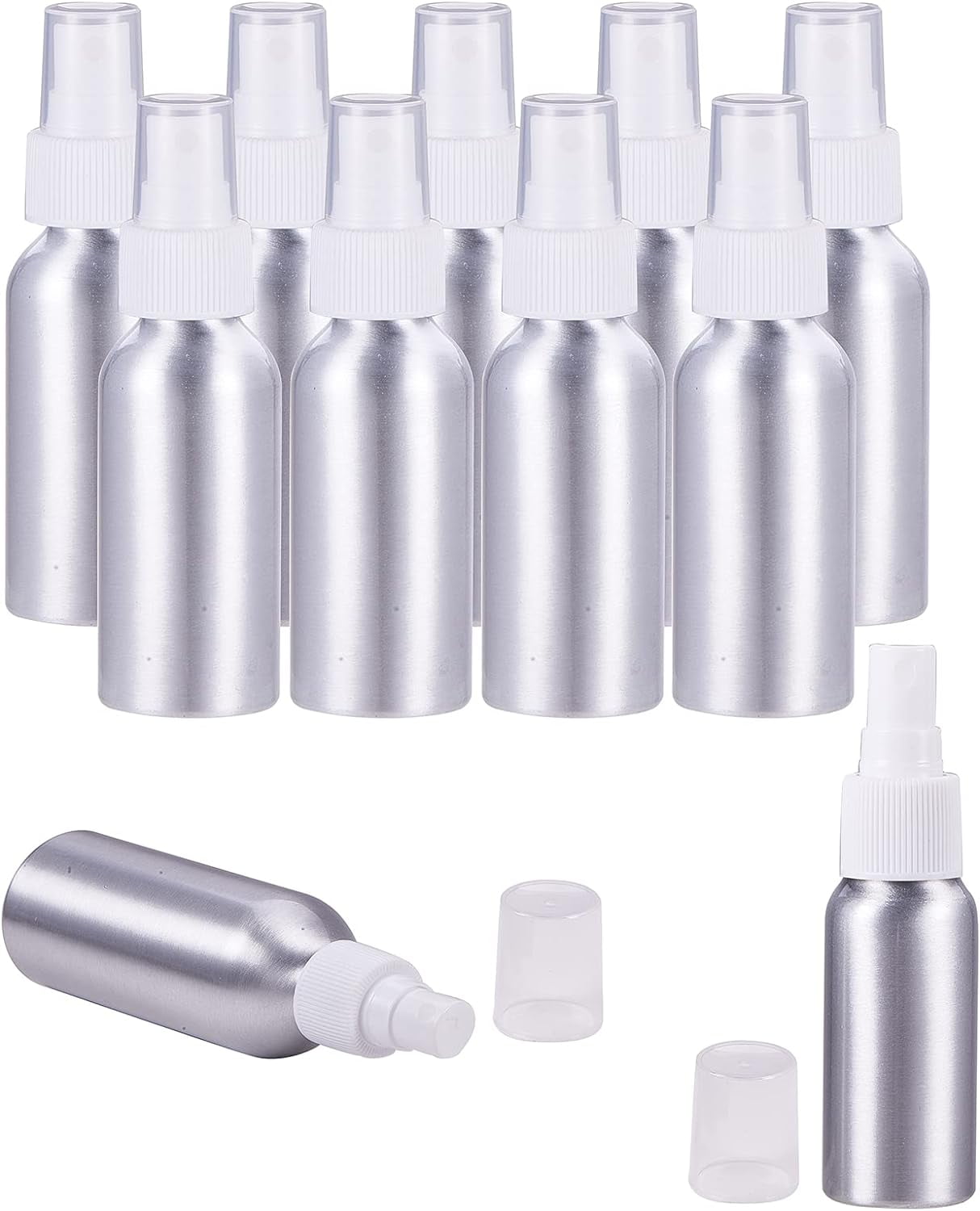 8 Pack 4-Ounce (120ml) Aluminum Fine Mist Spray Bottles Platinum Metal ...