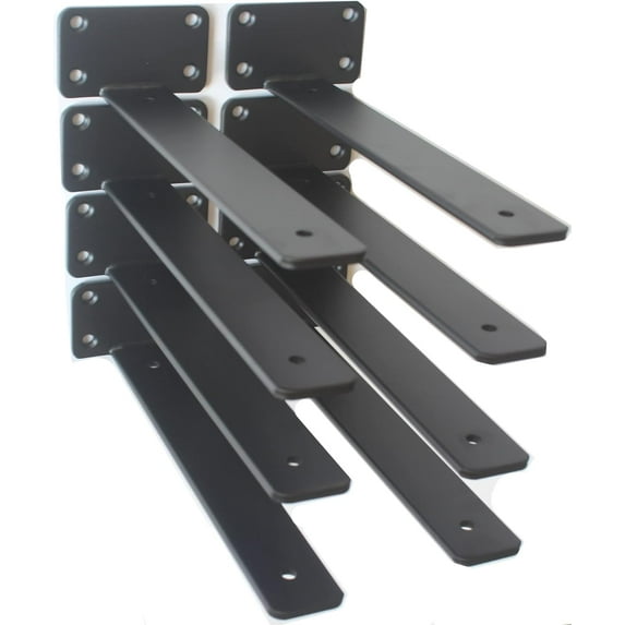 8 Pack - 4 inch White Hidden L Shelf Bracket (1/5 Inch Thicked) Iron ...