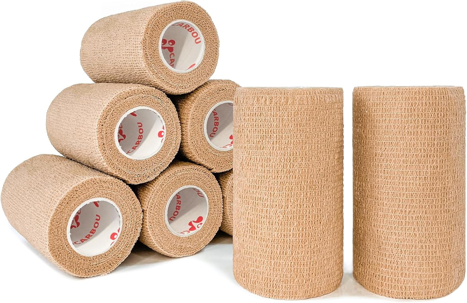 [8 Pack 4" x 5 Yards] Beige-Self Adhesive Cohesive Bandage Wrap, Self ...