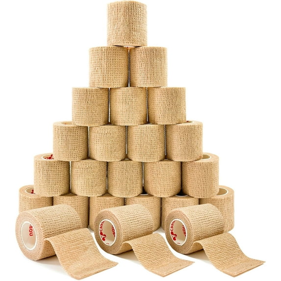 [8 Pack 4" x 5 Yards] Beige-Self Adhesive Cohesive Bandage Wrap, Self ...