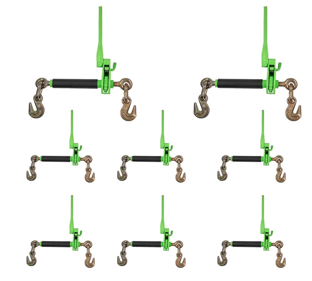 8 Pack 5/16" - 3/8" Hi-Viz Green Heavy Duty Folding Handle Ratchet Load ...