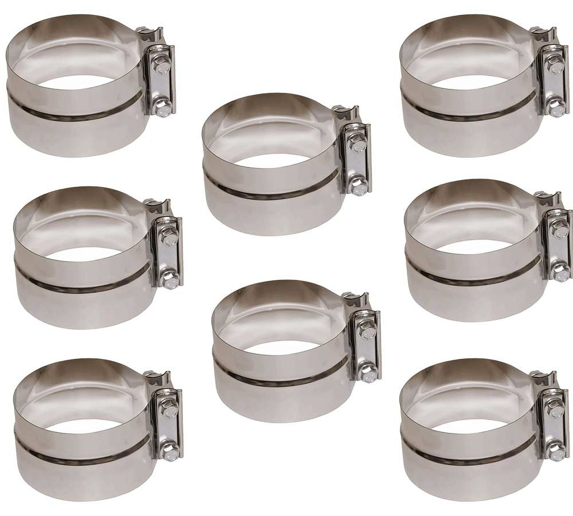 8 Pack 5" Stepped Stainless Steel Exhaust Clamp Butt Joint Band Clamp ...