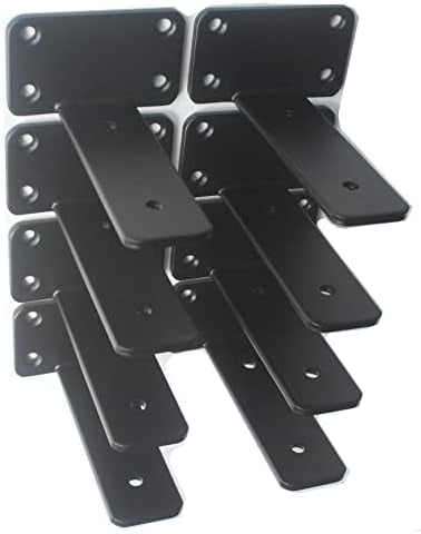 8 Pack - 5 inch Black Hidden L Shelf Bracket (1/5 Inch Thicked) Iron ...