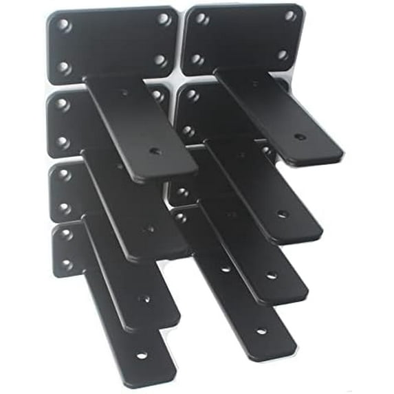 8 Pack - 5 inch Black Hidden L Shelf Bracket (1/5 Inch Thicked) Iron ...