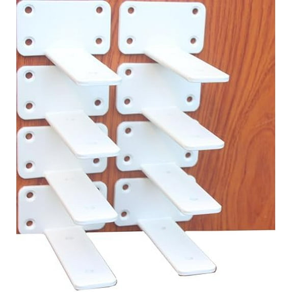 8 Pack - 5 inch White Hidden L Shelf Bracket (1/5 Inch Thicked) Iron ...