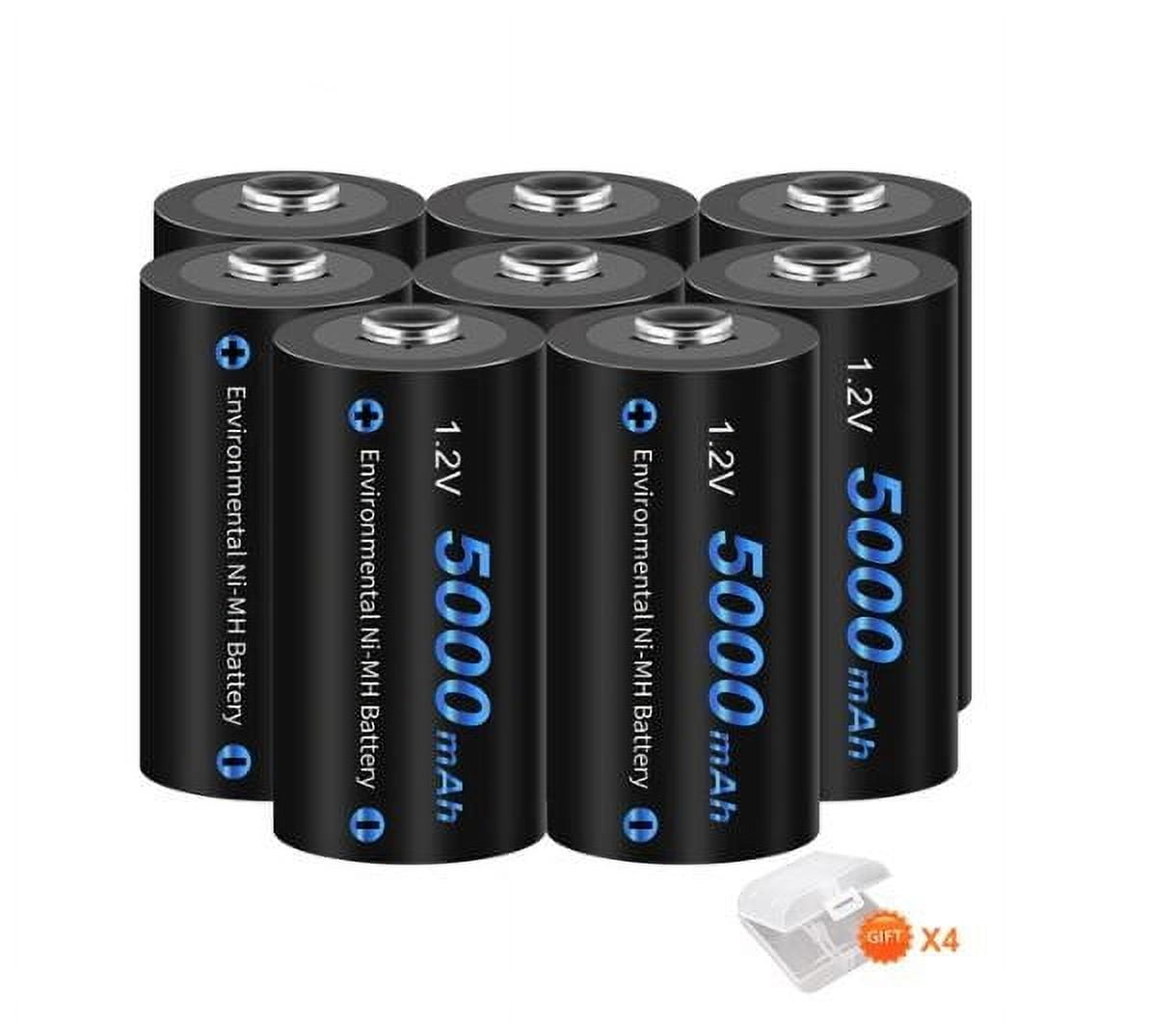 8 Pack 5000mAh 1.2V Ni-MH High Capacity C Size Rechargeable Batteries ...