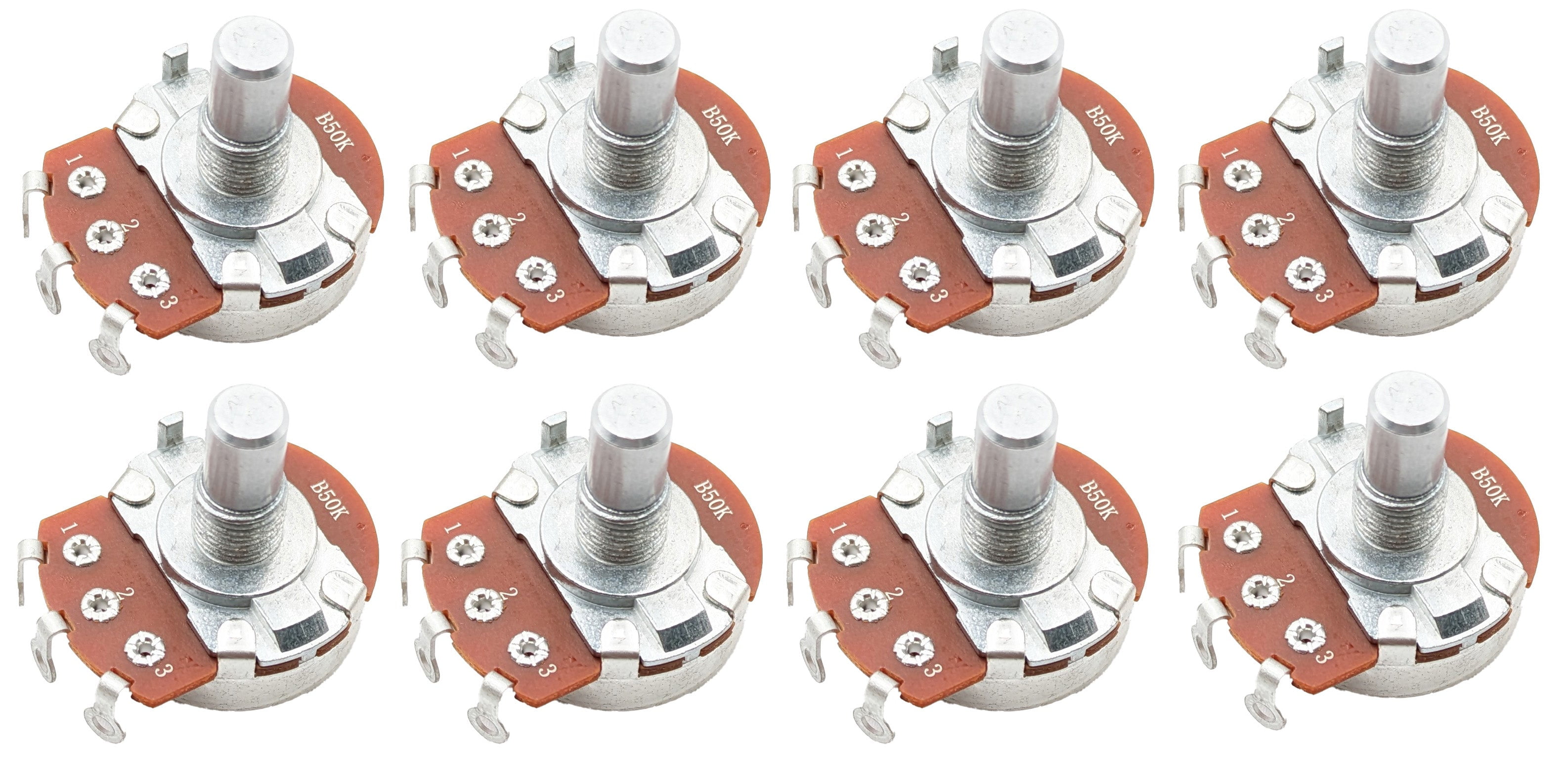 8 Pack 50K Ohms Potentiometer, 1/2W, Panel Mount, Single Turn, Round ...
