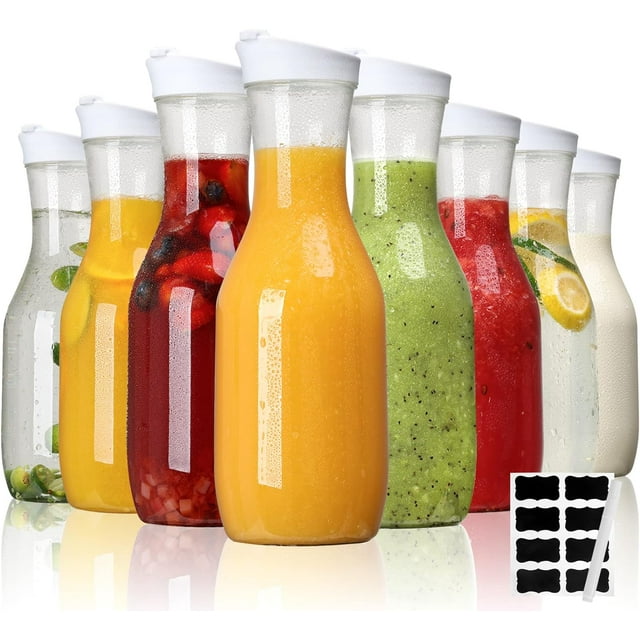 8 Pack 50oz Water Carafe with Flip Top Lid, Plastic Carafe Heavy Duty ...