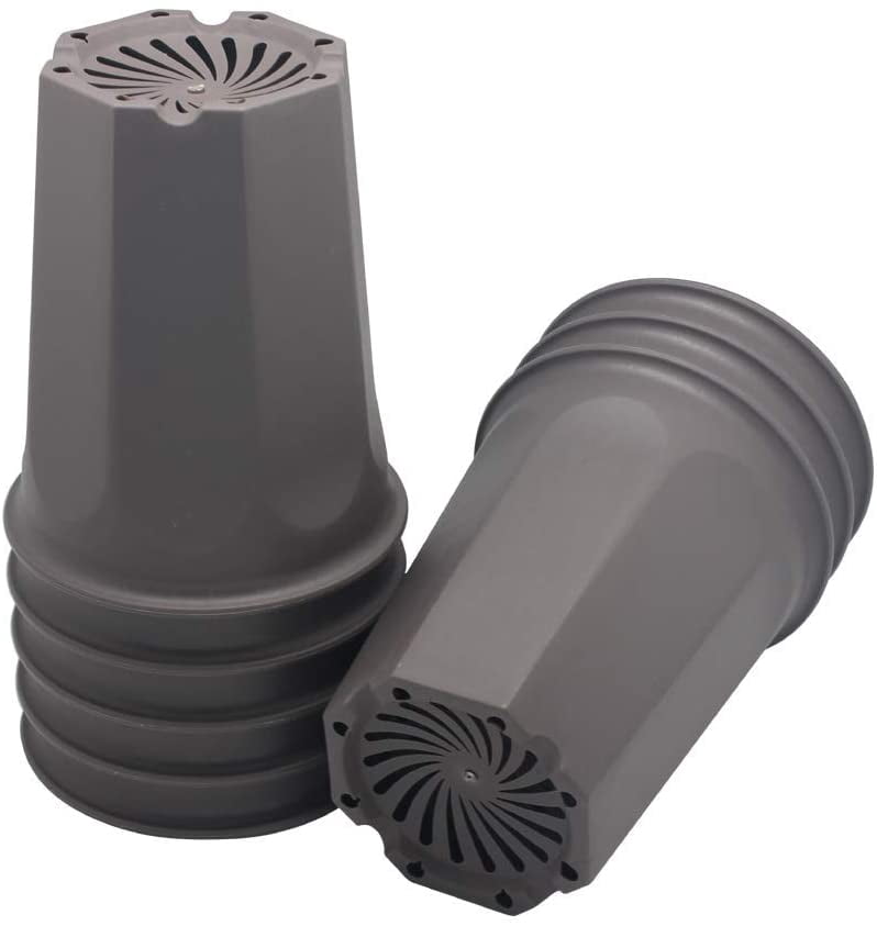 8 Pack 6.10 Inch Plastic Deep Nursery and Seedling Pots, Round ...