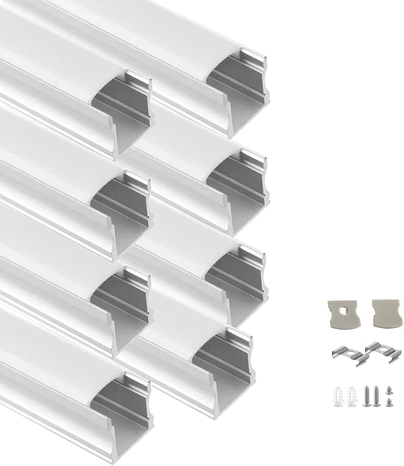 8 Pack 6.6ft/2M Spotless LED Aluminum Channel - Flat Milky Diffuser ...