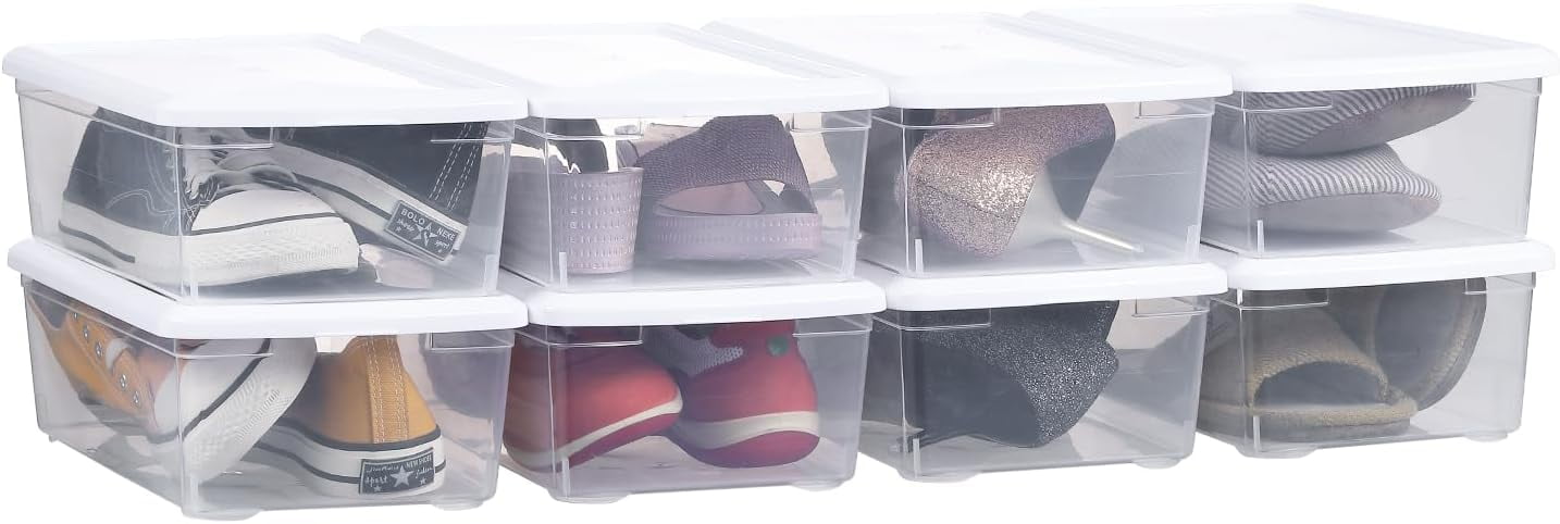 8 Pack of 6 Quart Stackable Plastic Storage Shoeboxes, BPA-Free ...