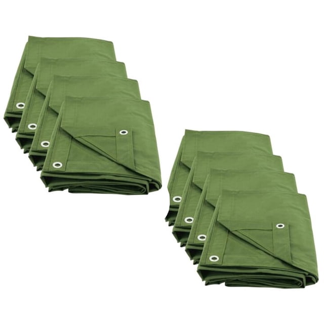 (8 Pack) 6' x 8' Green Canvas Tarp 12oz Heavy Duty Water Resistant ...