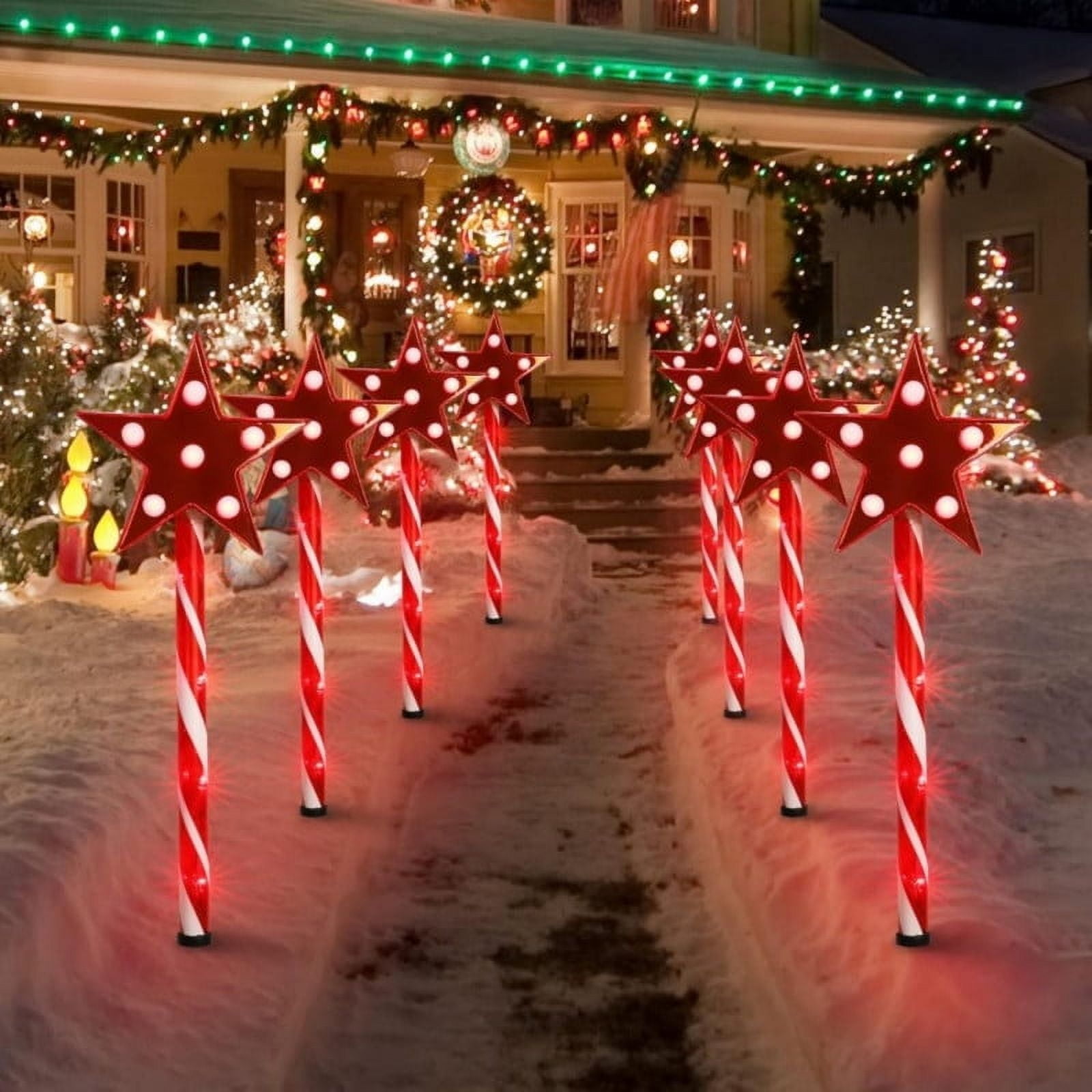 8 Pack 64LED Twinkle Star Pathway Lights - Outdoor, Garden Pathway ...