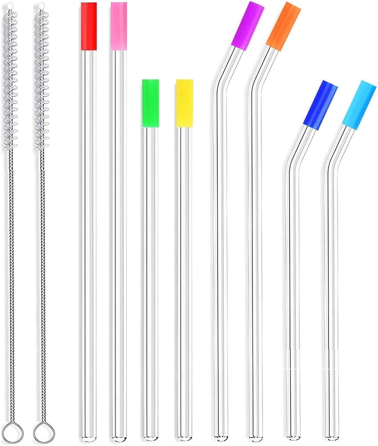 8-Pack 7mm Slim Glass Straws, Reusable Clear Skinny Drinking Straws for ...