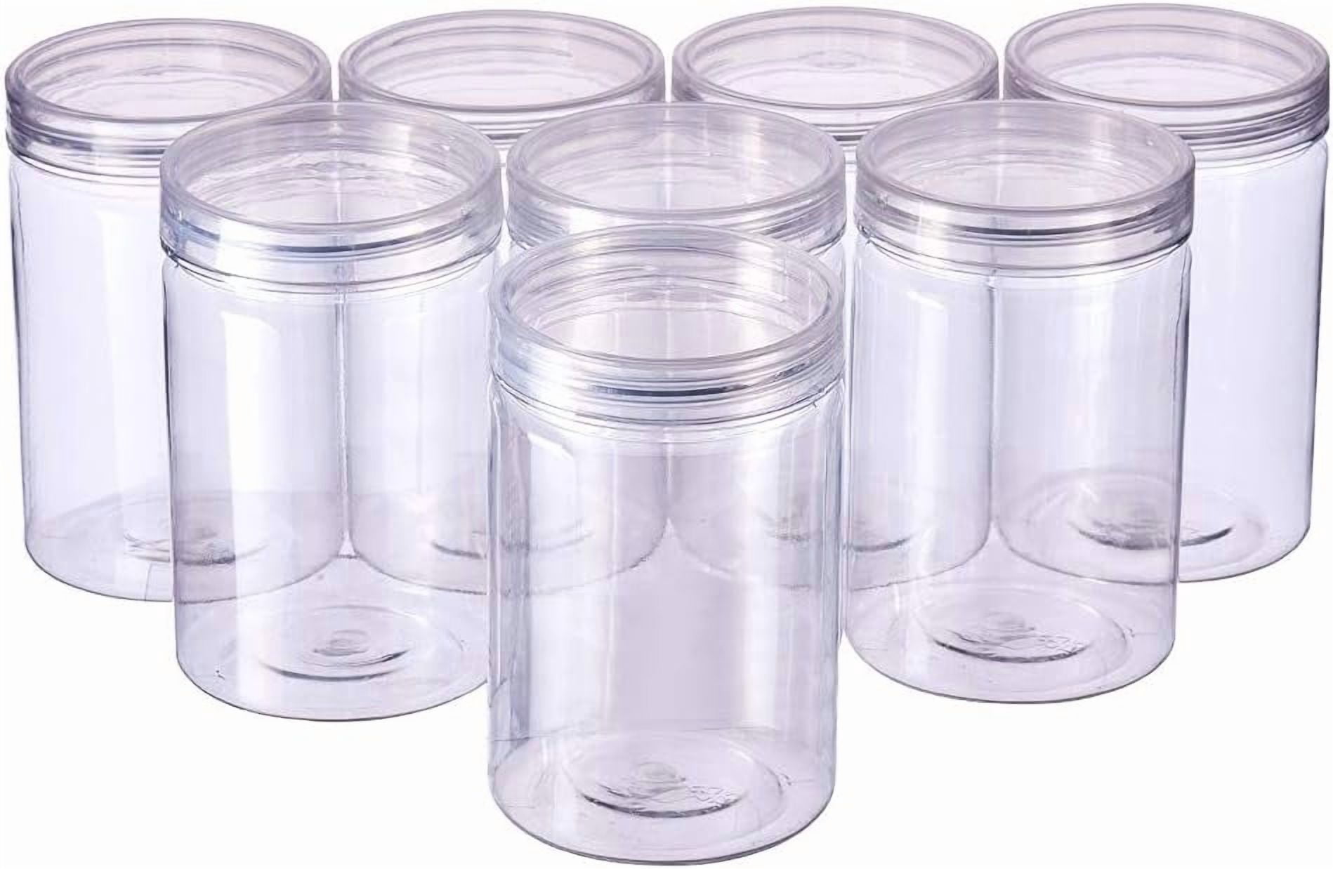 8 Pack 8.5oz Clear Round Plastic Storage Jars Leak Proof Slime Jars for ...