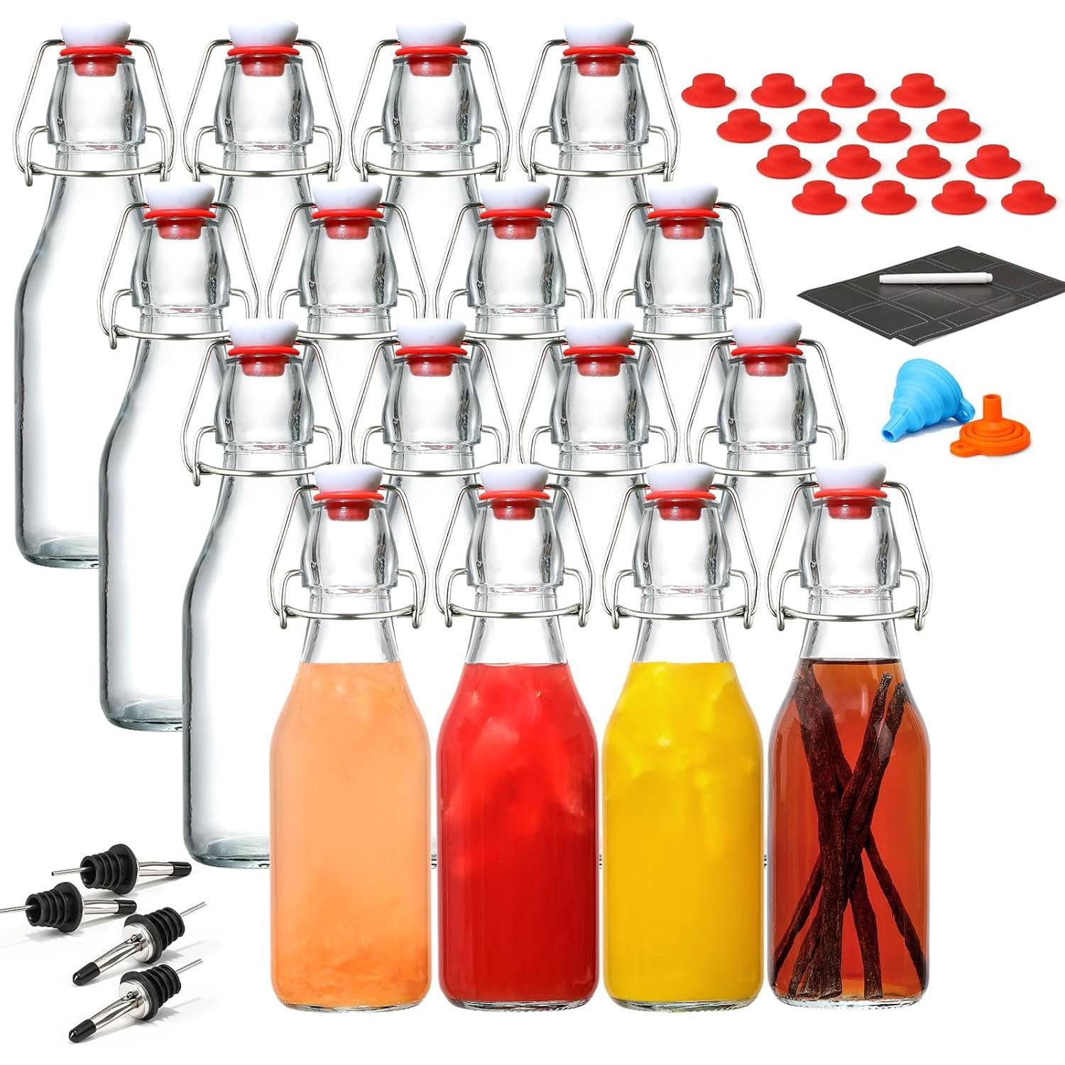 8-Pack 8.5oz Flip Top Glass Bottles, Swing Top Beer Brewing Bottle for ...