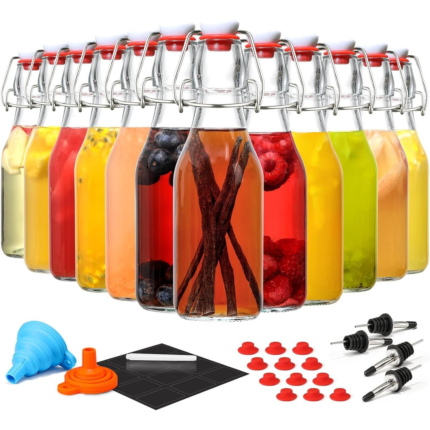 8-Pack 8.5oz Flip Top Glass Bottles, Swing Top Beer Brewing Bottle for ...