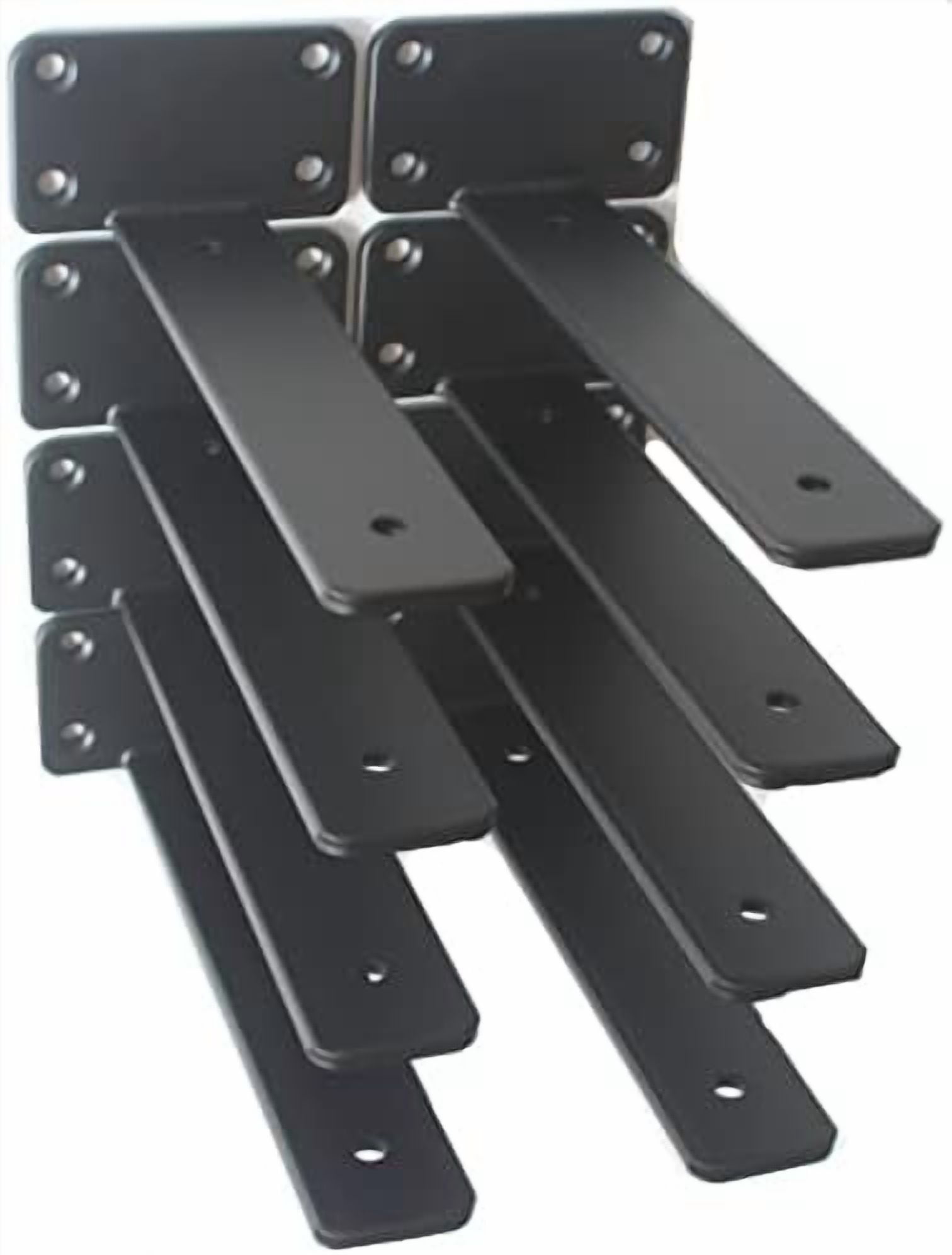 8 Pack - 8 inch Black Hidden L Shelf Bracket (1/5 Inch Thicked) Iron ...