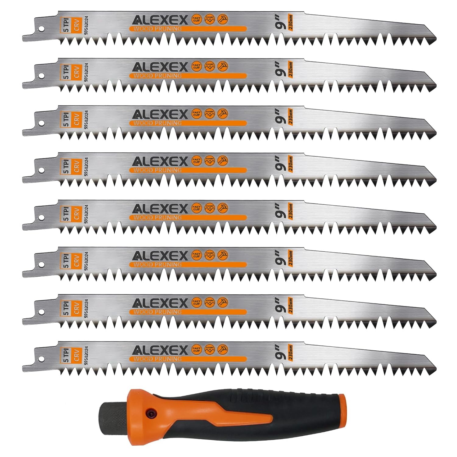 8 Pack 9 Inch 5 Tpi Wood Pruning Reciprocating Saw Blades for Tree ...