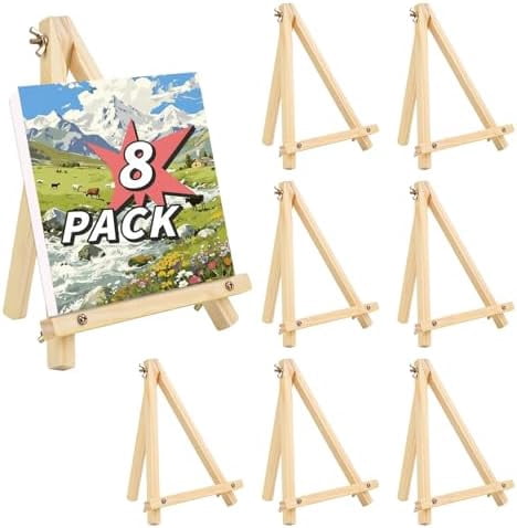 8 Pack 9 Inch Easel for Painting, Wooden Easel Stand for Sign Table Top ...