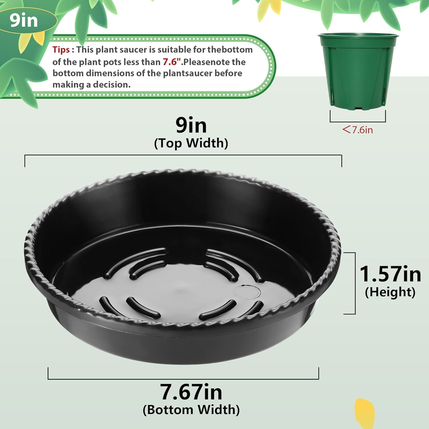 8 Pack of 9 Plant Saucer Drip Trays, Plant Tray for Indoor and Outdoor ...