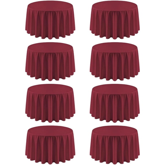 8 Pack 90 Inch Burgundy Round Tablecloth, Washable Polyester Table ...