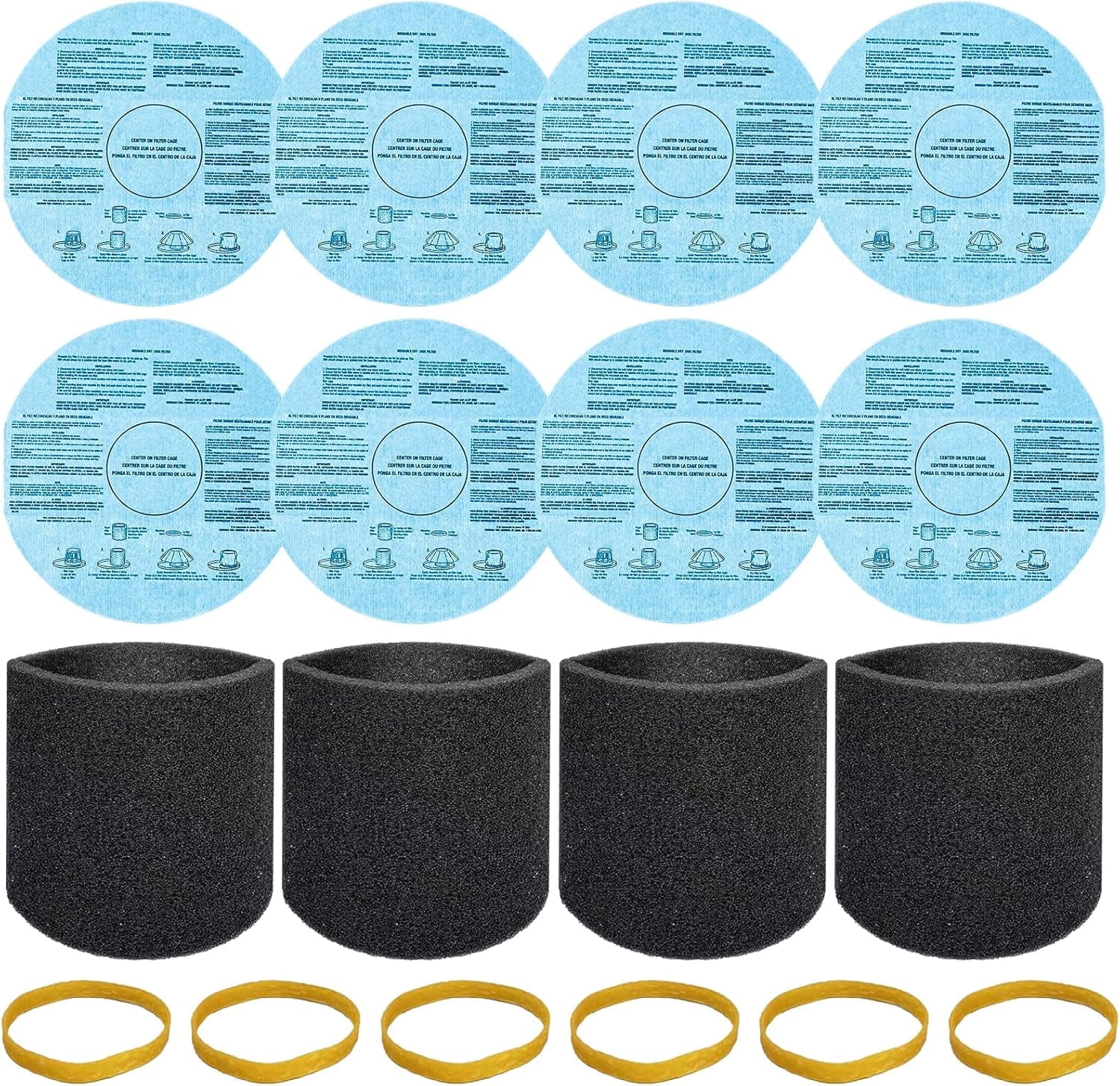 8 pack 90107/90137 Reusable Dry Filters and 4 Pcs 90585 Foam Sleeve ...