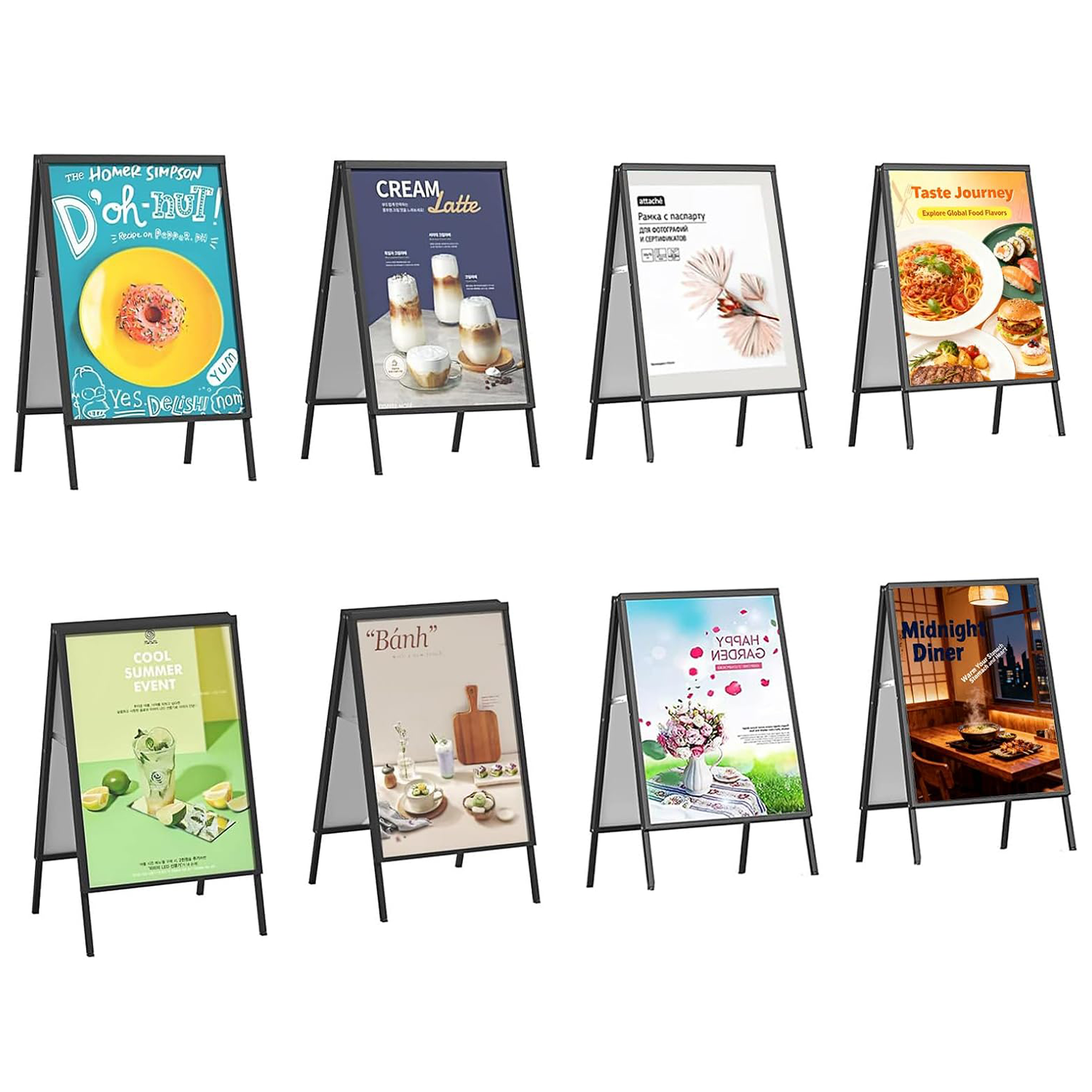 8 Pack A-Frame Sidewalk Sign 24" x 36", Portable Outdoor Sandwich Board ...