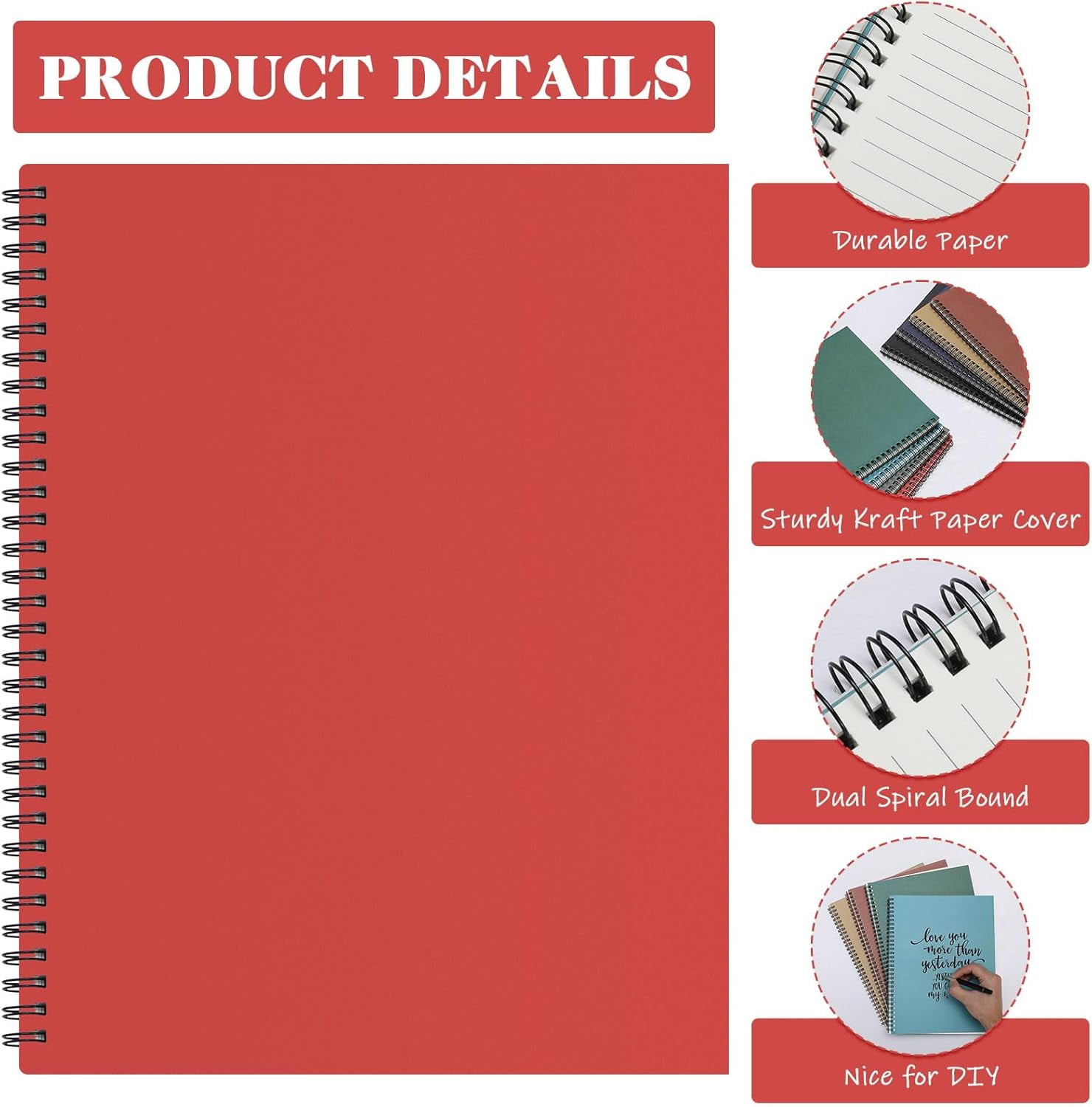 8 Pack A4 Spiral College Ruled Notebooks, 8.5 X 11 Inch With 120 Pages ...