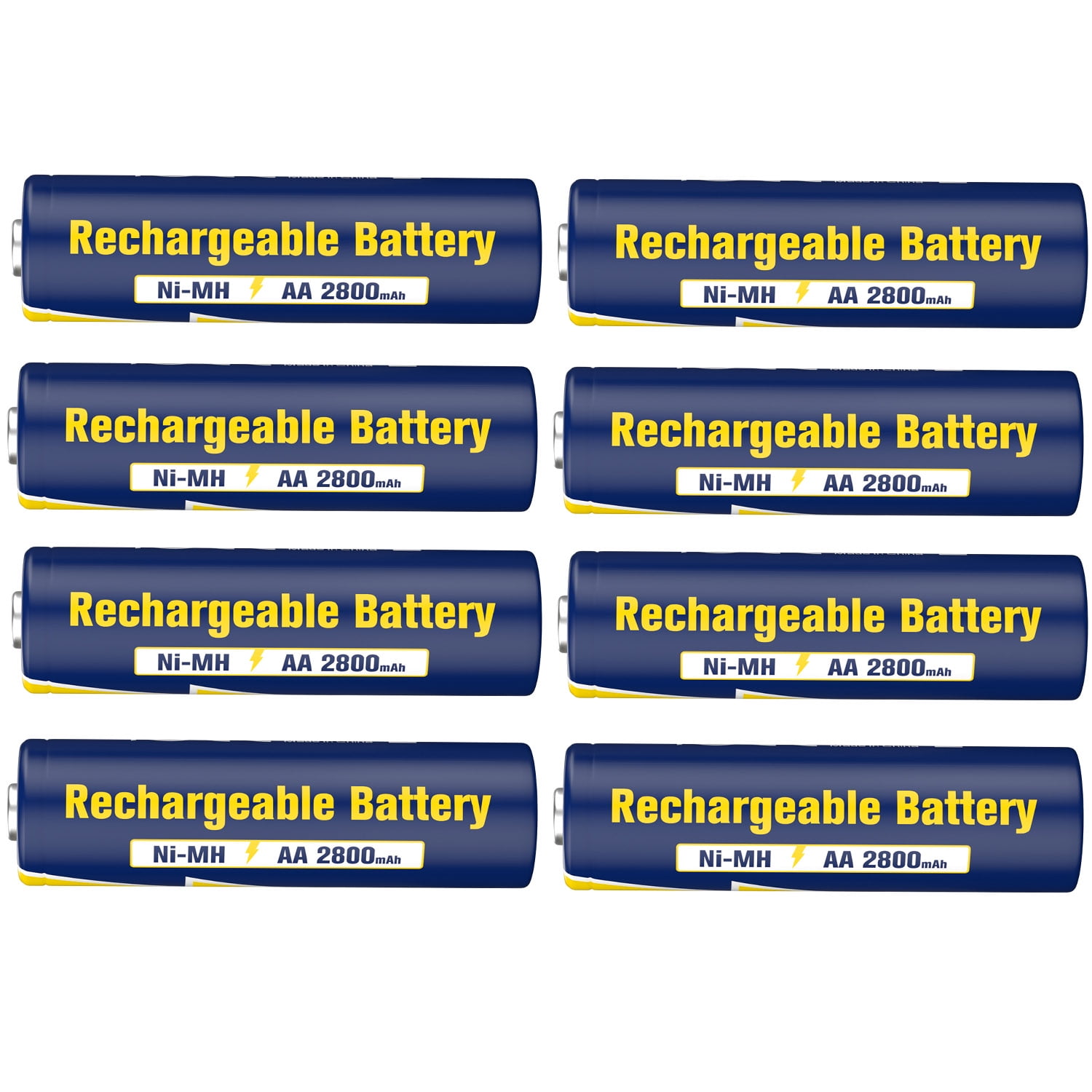 8-Pack AA Rechargeable Batteries NiMH 2800mAh 1.2v Garden Solar Ni-Mh ...