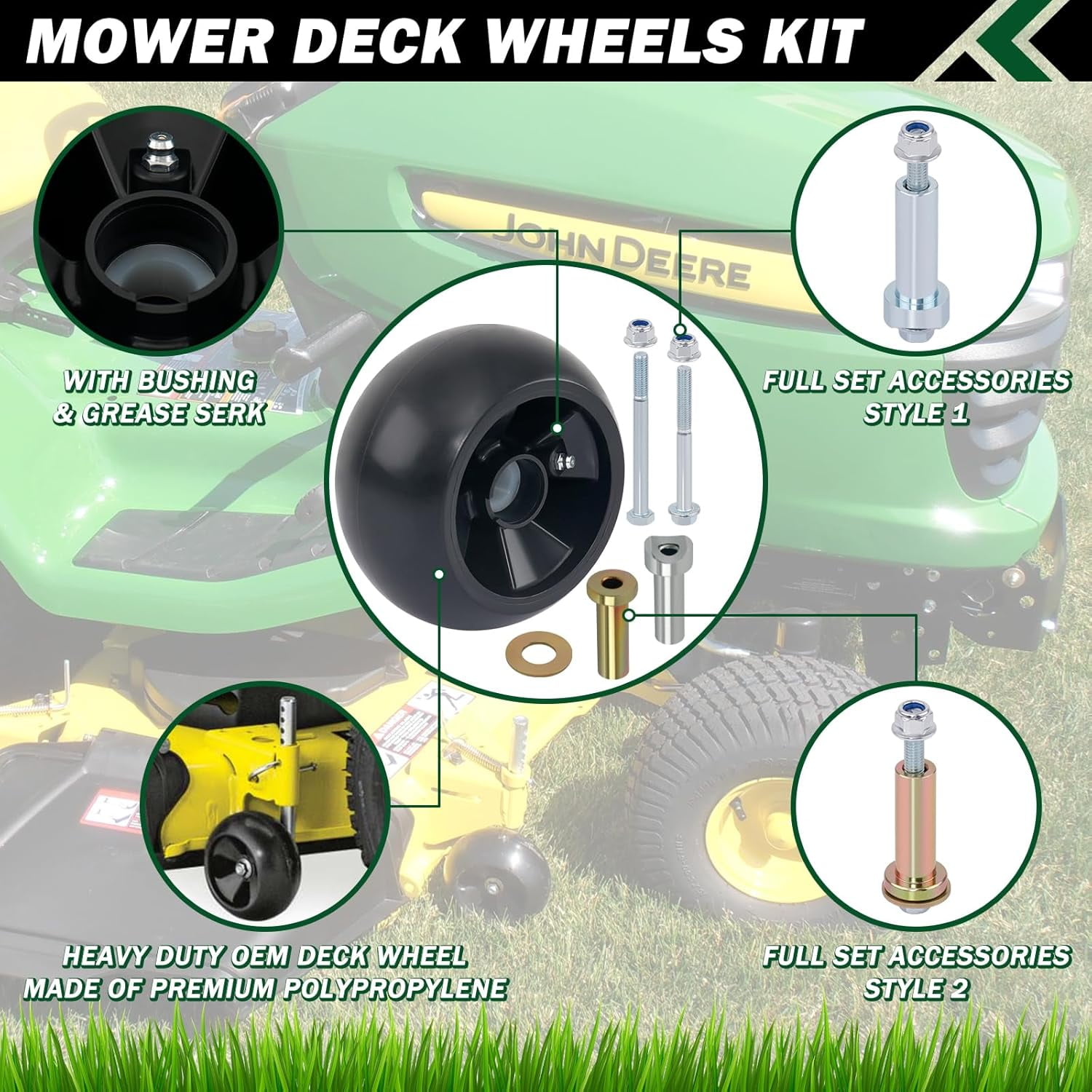 8 Pack AM125172 Mower Deck Gauge Wheels Kit - Walmart.com