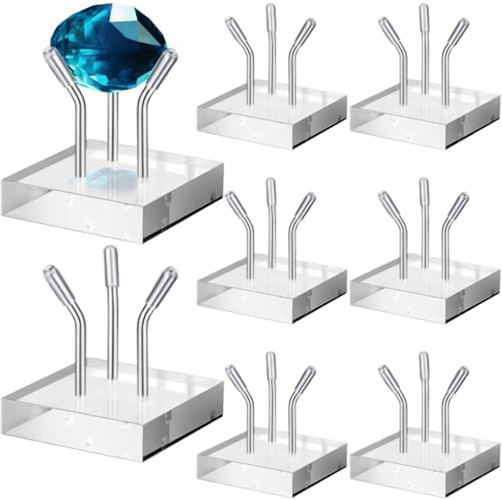 8 Pack Acrylic Easel Display Stand, Three Metal Peg Rock Display Easel ...