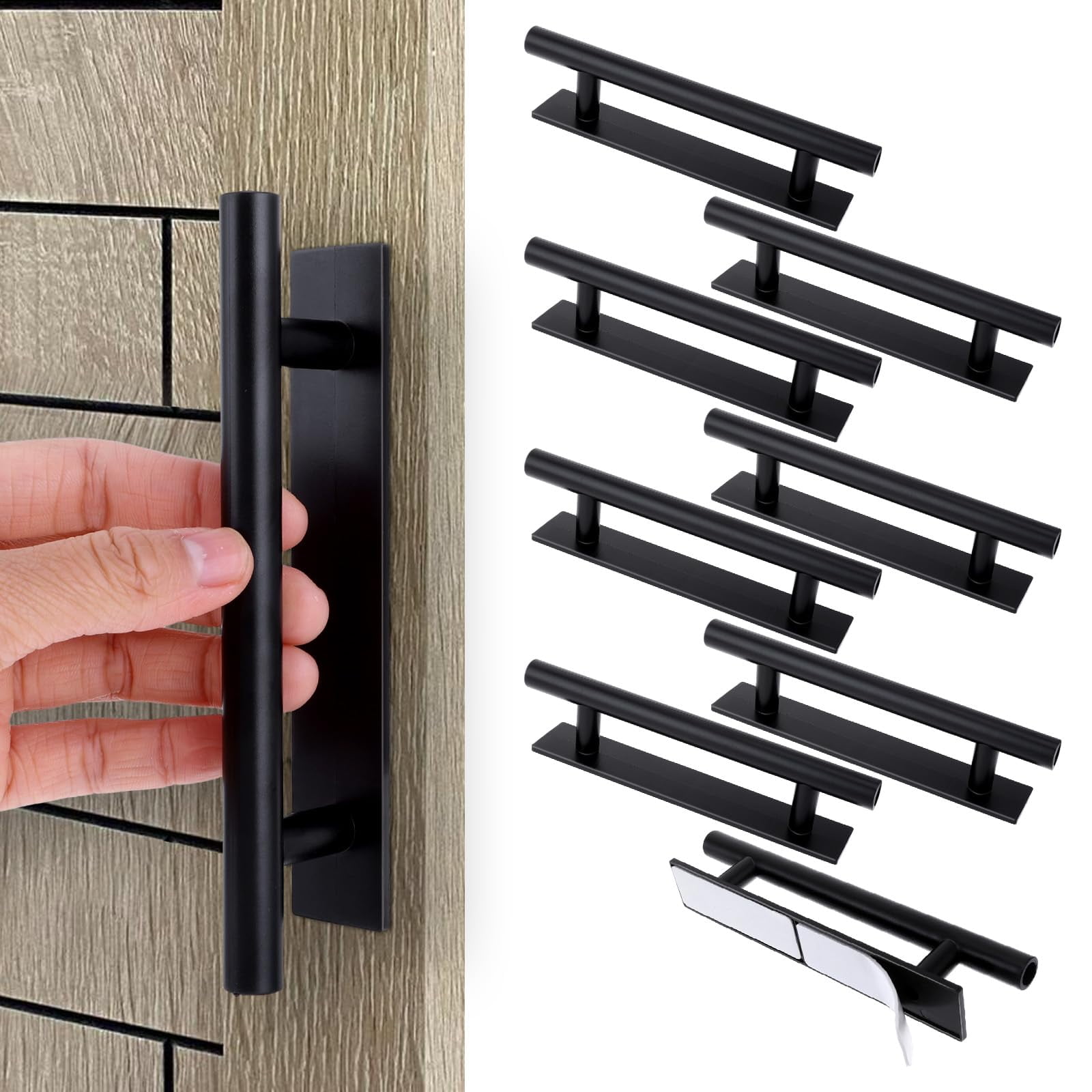 8 Pack Adhesive Cabinet Handles Pulls, Self Stick Door Handles Abs ...