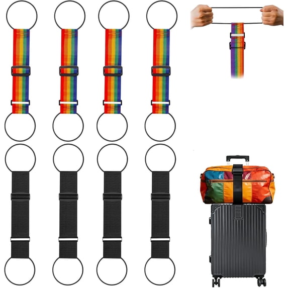 8 Pack Adjustable Luggage Connector Straps - Heavy Duty Elastic ...