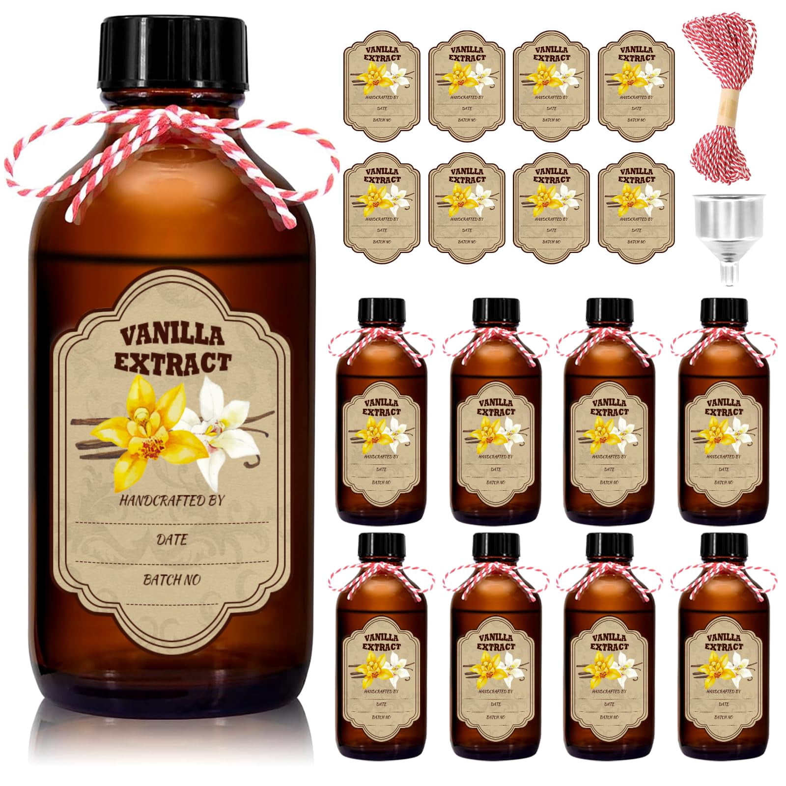 8 Pack Amber Glass Vanilla Extract Bottles with Lids, 8 PCS Vanilla ...