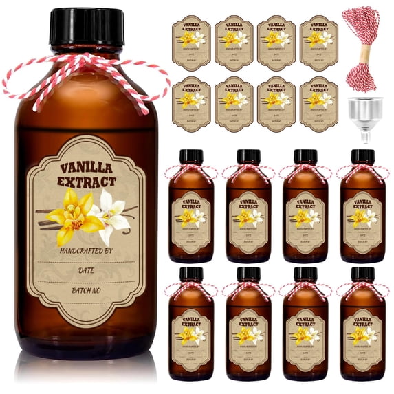 8 Pack Amber Glass Vanilla Extract Bottles with Lids, 8 PCS Vanilla ...