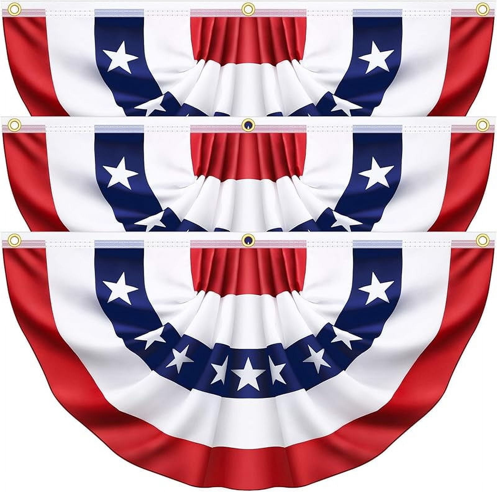 8 Pack American USA Pleated Half Fan Bunting Flags 1.5 x 3 Feet Bunting ...