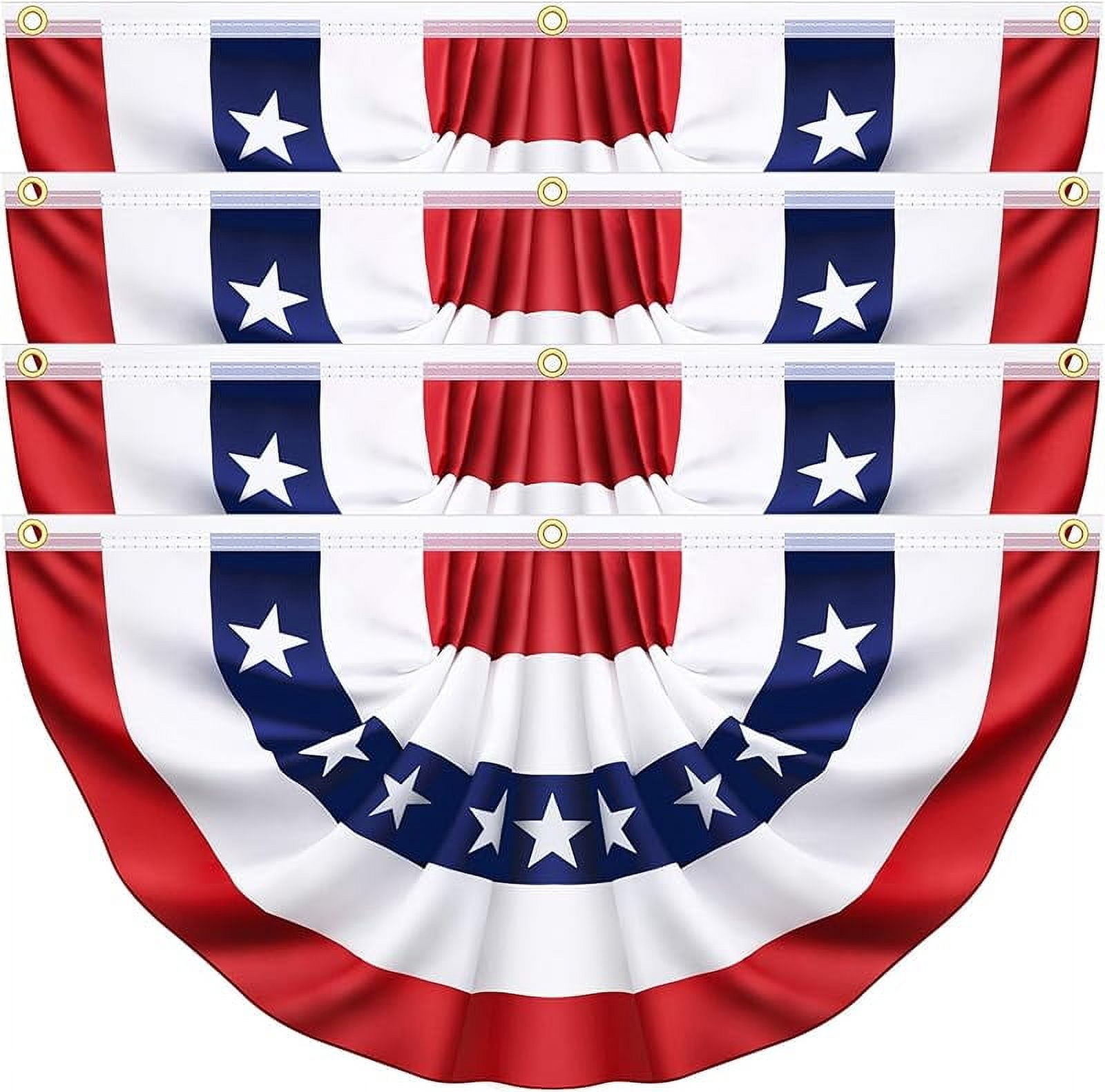 8 Pack American USA Pleated Half Fan Bunting Flags 1.5 x 3 Feet Bunting ...
