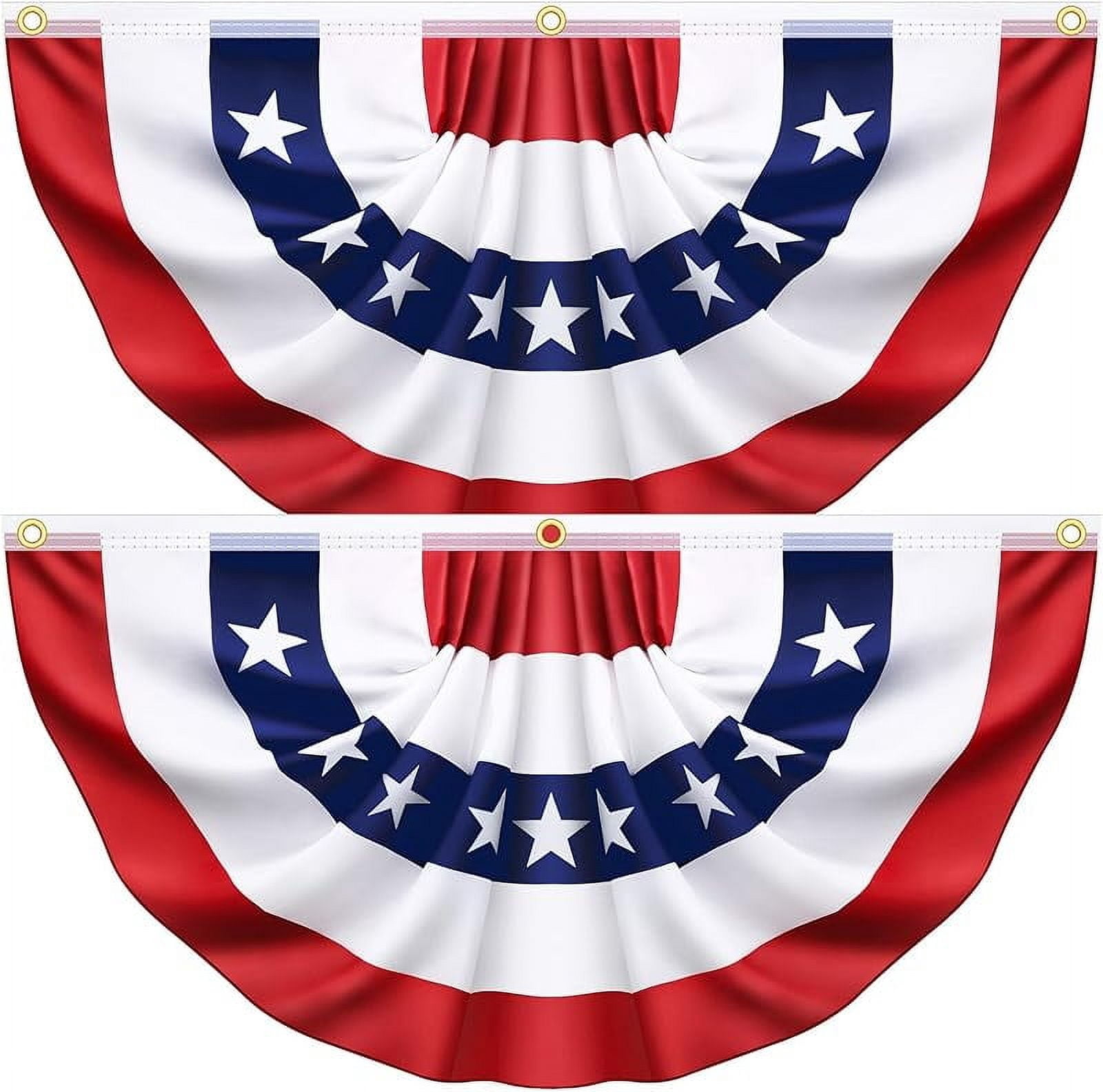 8 Pack American USA Pleated Half Fan Bunting Flags 1.5 x 3 Feet Bunting ...