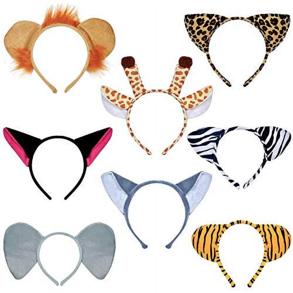 8 Pack Animal Headbands Jungle Safari Zoo Animals Headbands Plush ...