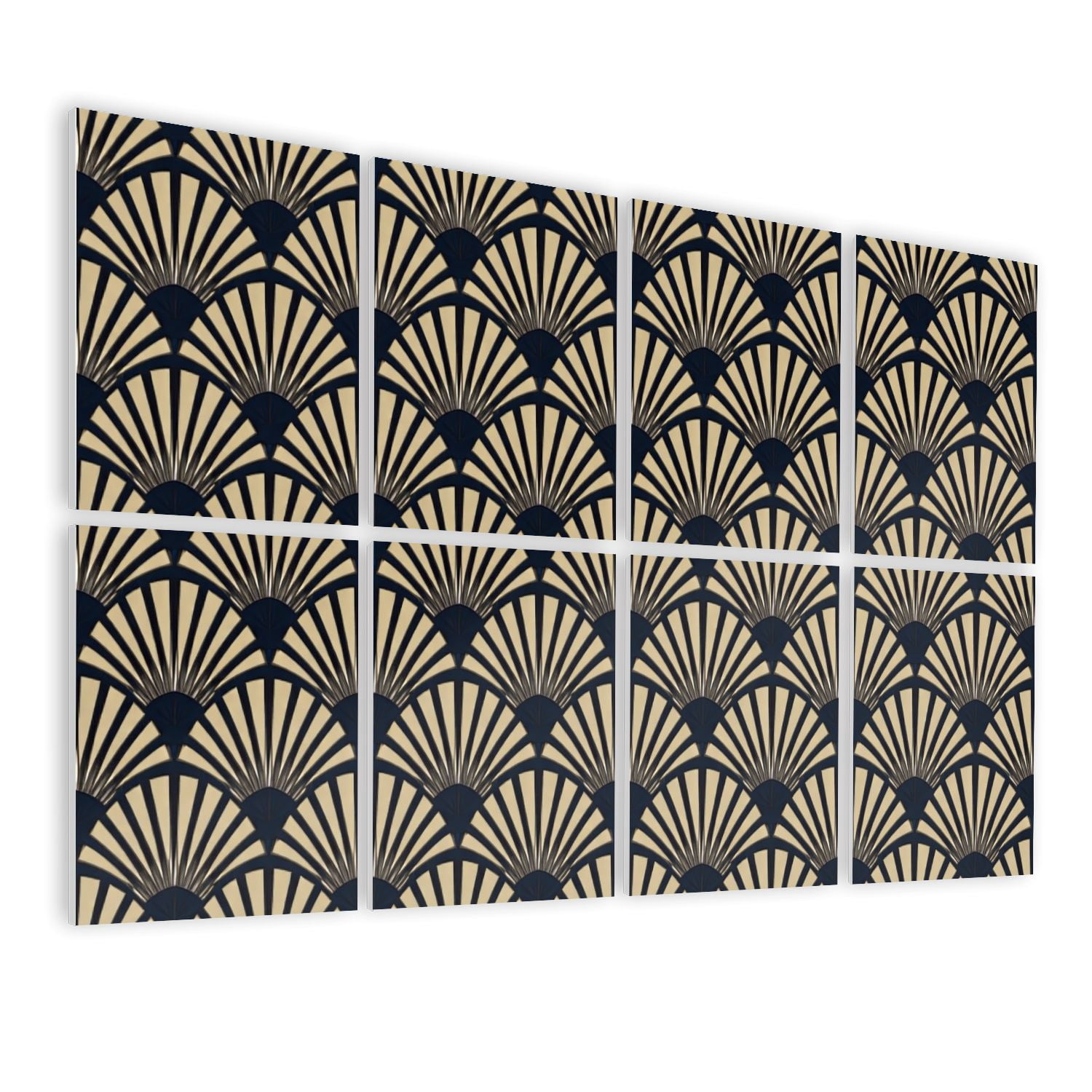 8 Pack Art Acoustic Panels Geometric Art Deco Gold Navy Scallop Fan ...