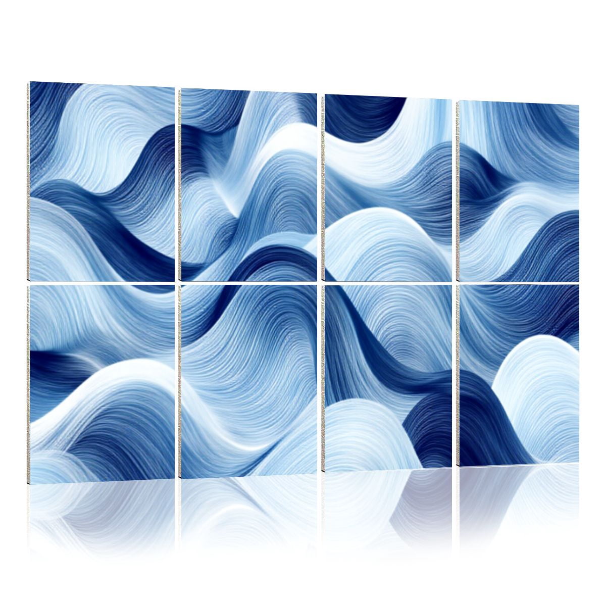 8 Pack Art Acoustic Panels Sound Absorbing Abstract Ocean Waves Blue ...