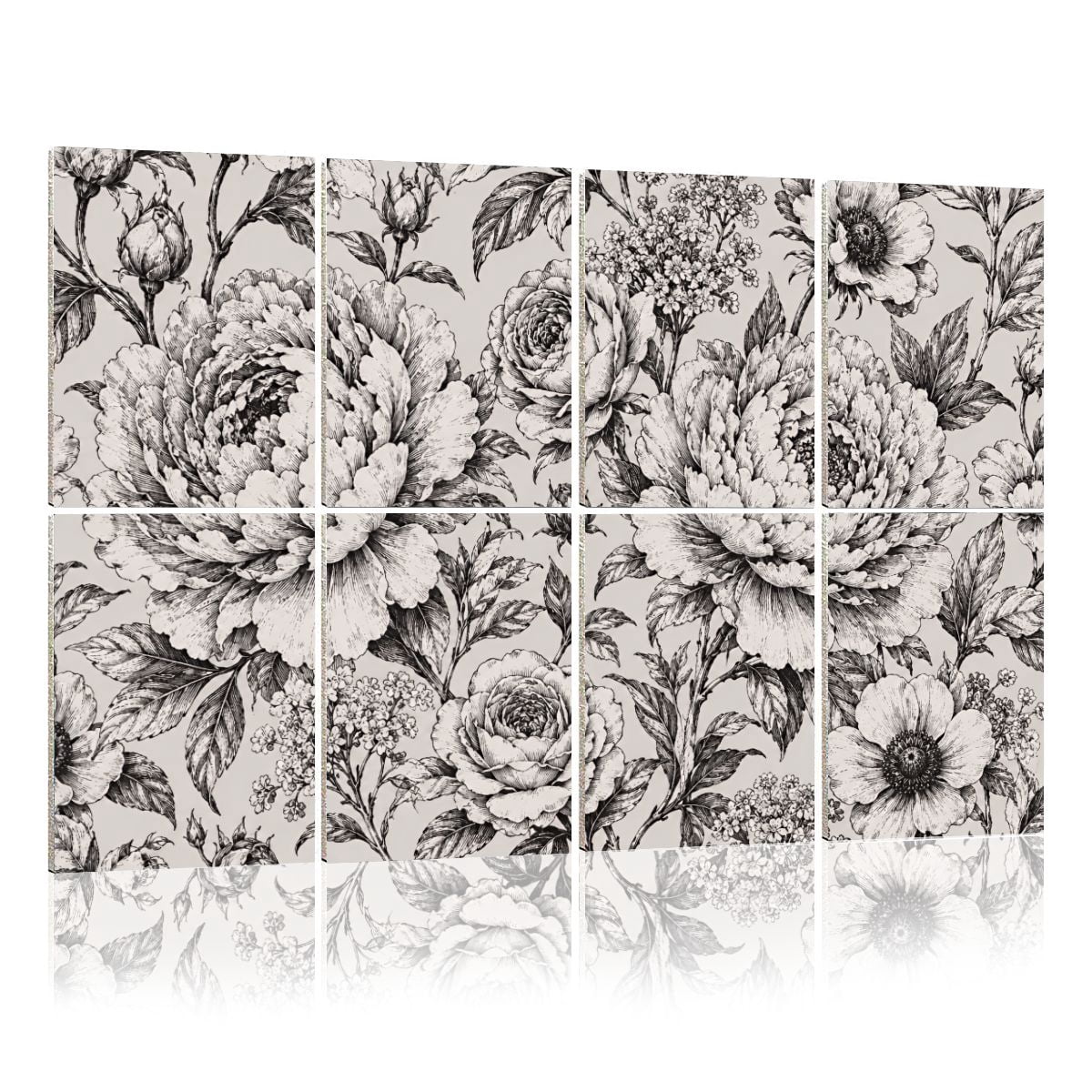 8 Pack Art Acoustic Panels Sound Absorbing Black Cream White Floral ...