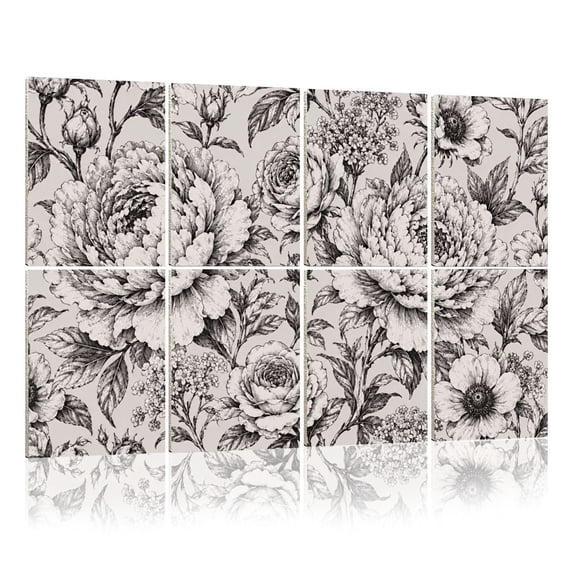 8 Pack Art Acoustic Panels Sound Absorbing Black Cream White Floral ...