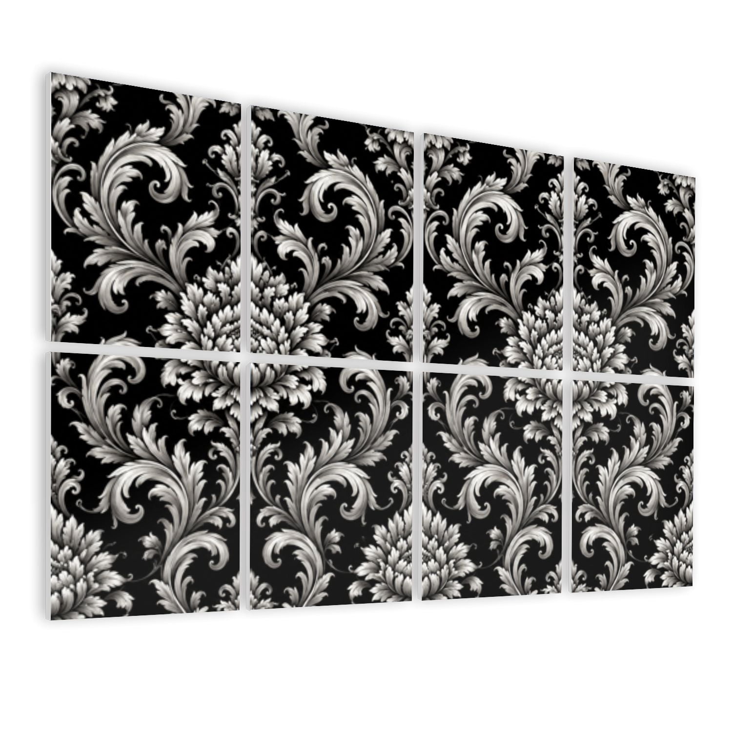8 Pack Art Acoustic Panels Sound Absorbing Elegant Black Silver Baroque ...