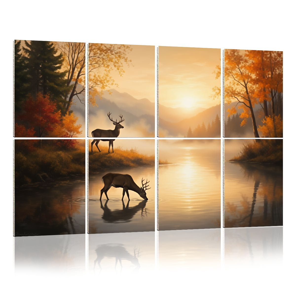 8 Pack Art Acoustic Panels Sound Absorbing Elk Autumn Forest Sunset ...