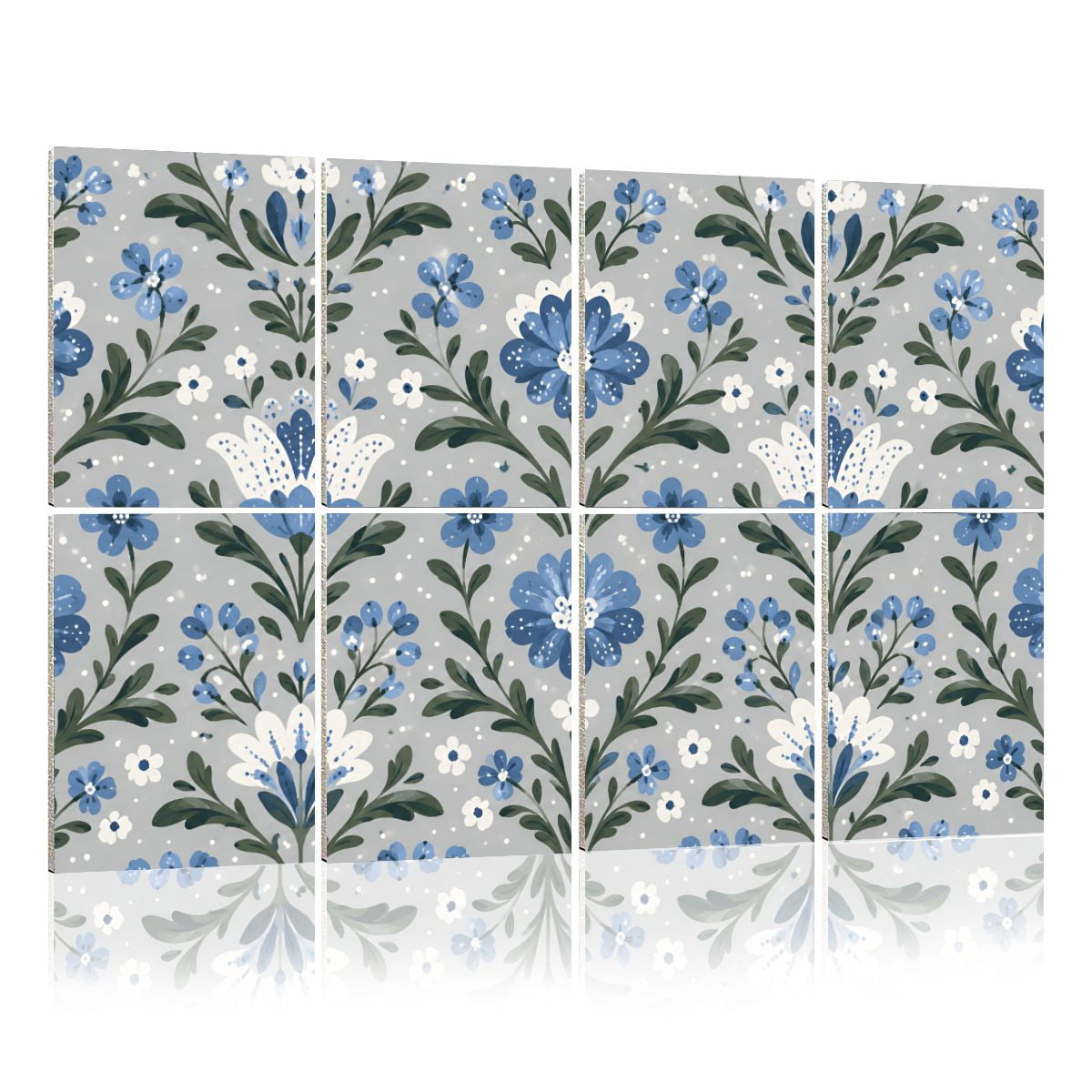8 Pack Art Acoustic Panels Sound Absorbing Floral Blue Green Blooms ...